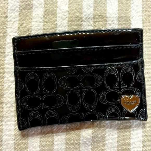 Coach | Bags | Coach Black Patent Leather Heart Card Case | Poshmark